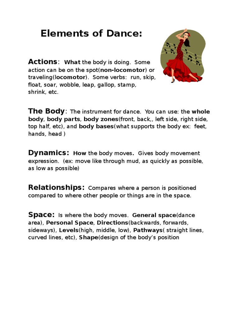 Arts Ed-Elements of Dance Handout