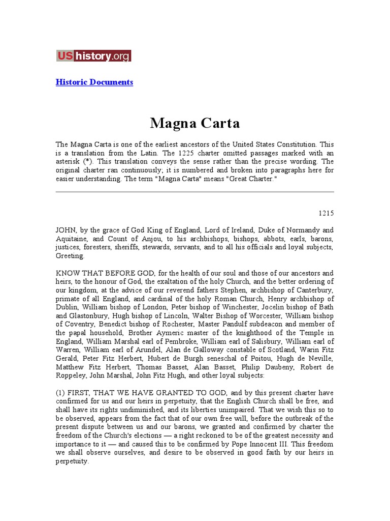 Magna Carta Translated From Latin | PDF | Debt | Magna Carta