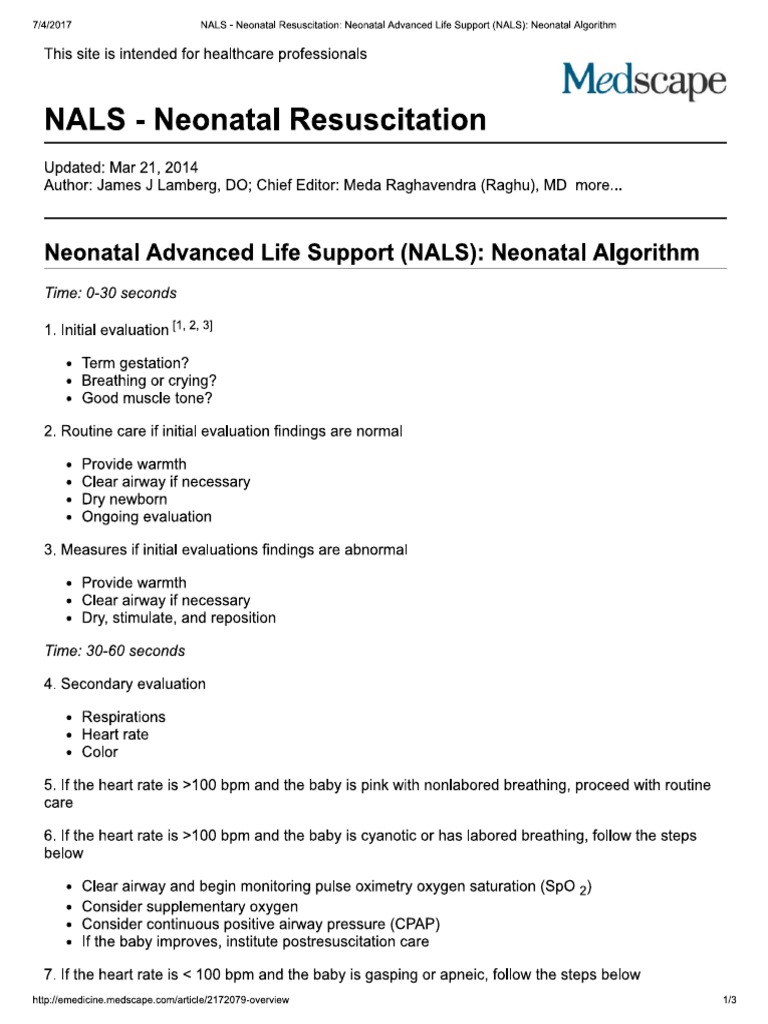 NALS - Neonatal Resuscitation - Neonatal... Ife Support (NALS ...