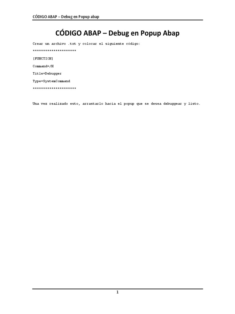 CÓDIGO ABAP - Debug A Popup Abap | PDF