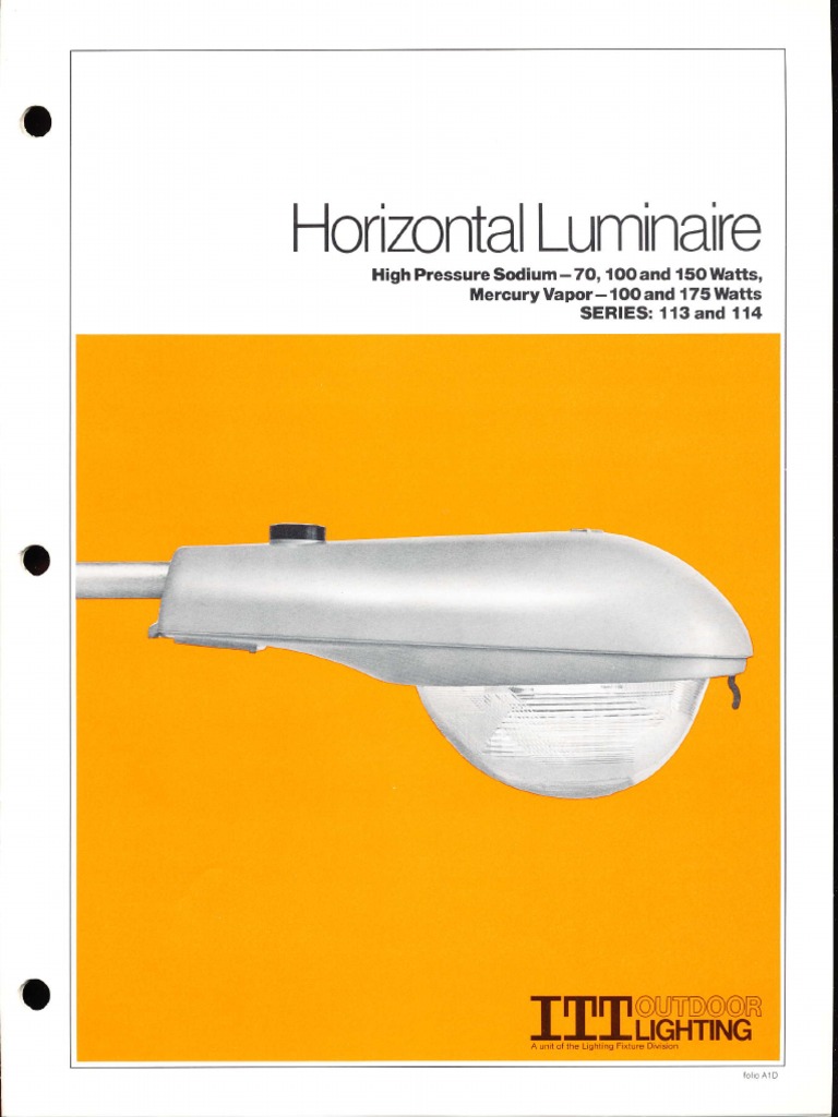 ITT American Electric Horizontal Luminaire Series 113 & 114 Spec Sheet ...