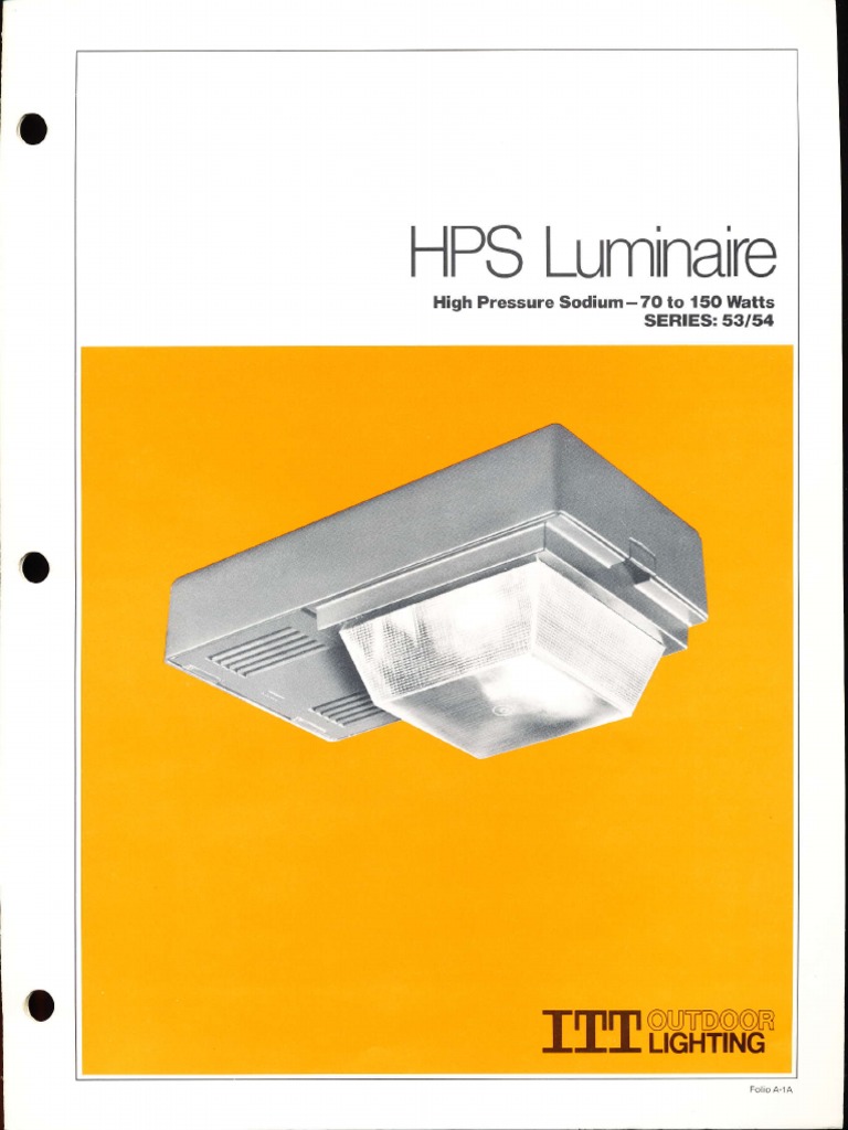 ITT American Electric HPS Luminaire Series 53 & 54 Spec Sheet 11-80 ...