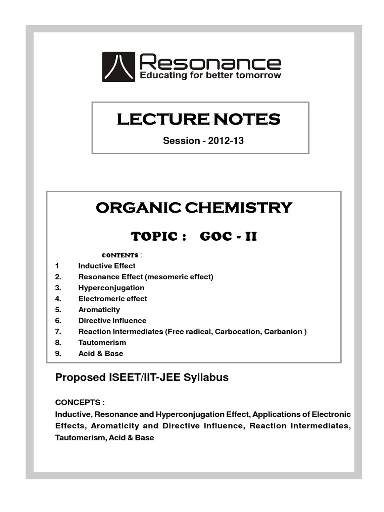 Resonance Booklet of General Organic Chemistry and Acidic and Basic Strength | PDF | Aromaticity ...