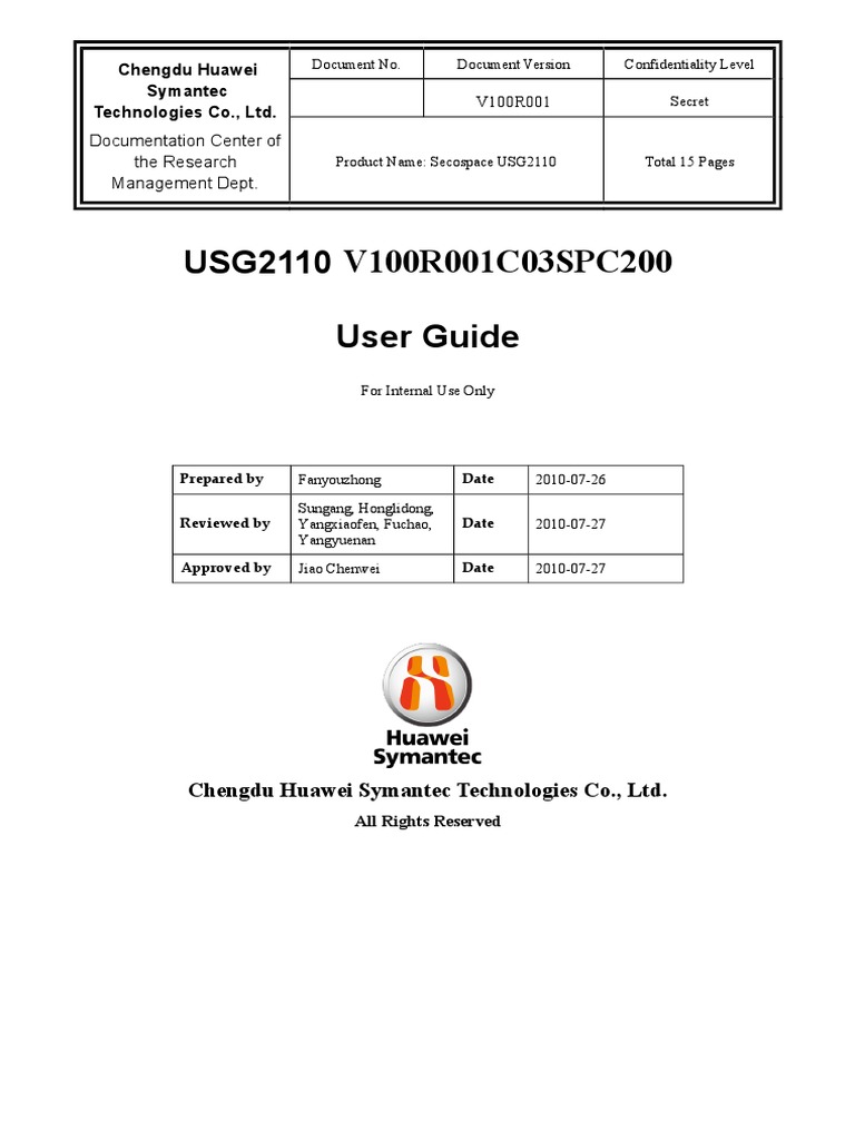 Secospace USG2110 V100R001C03SPC200 User Guide (English Document) | PDF ...