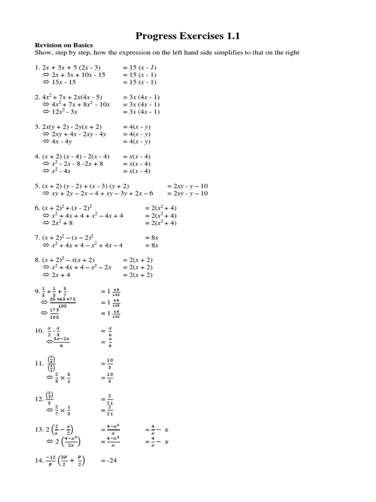 Algebra Simplification Exercises | PDF | Teaching Methods & Materials