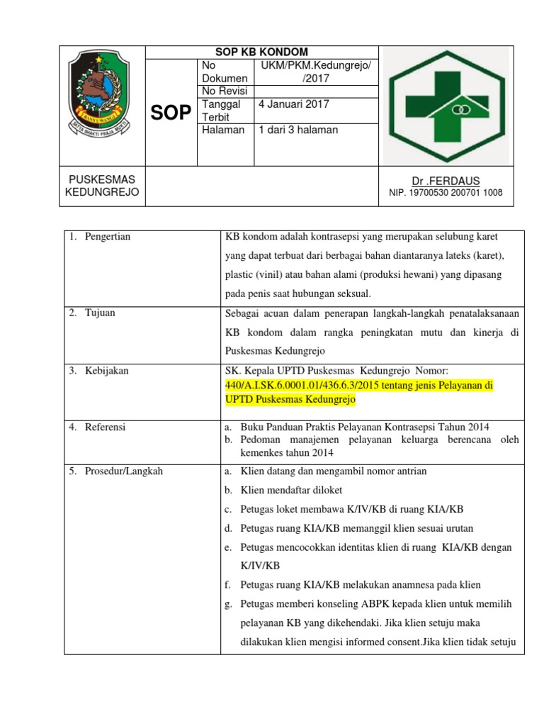 Sop KB Kondom KDRJ | PDF