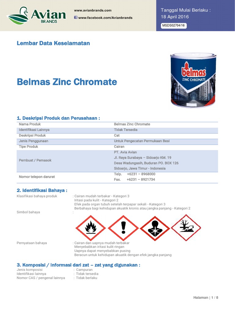 MSDS - Belmas Zinc Chromate | PDF