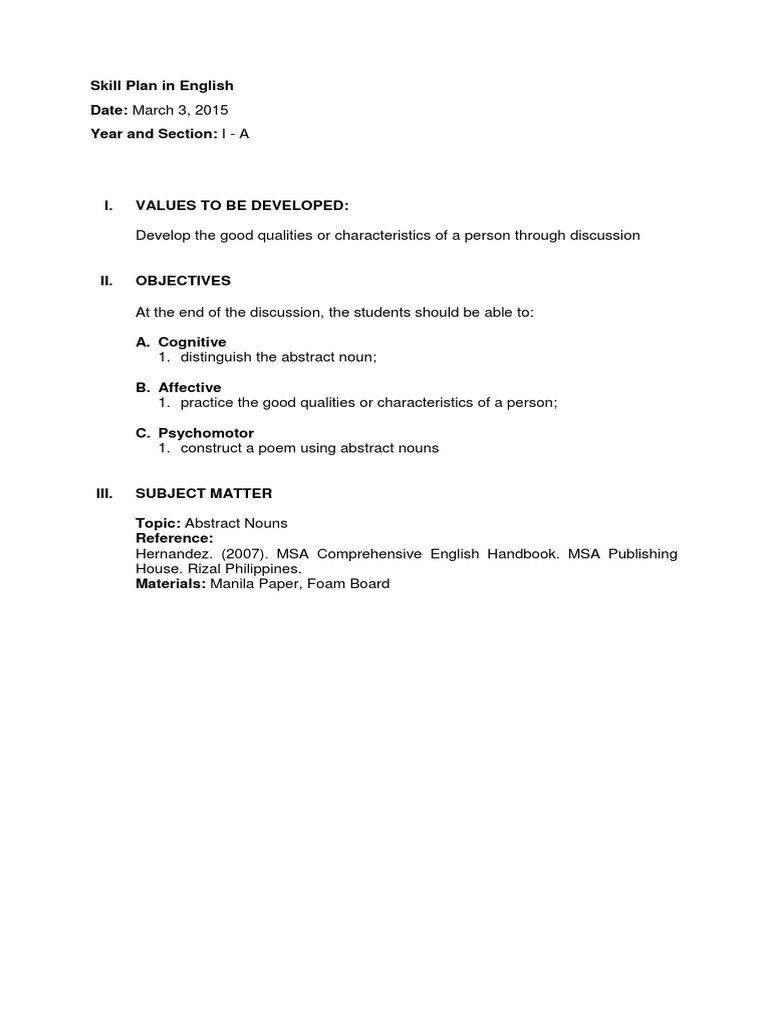 Lesson Plan in TOS | PDF | Cognition | Psychology