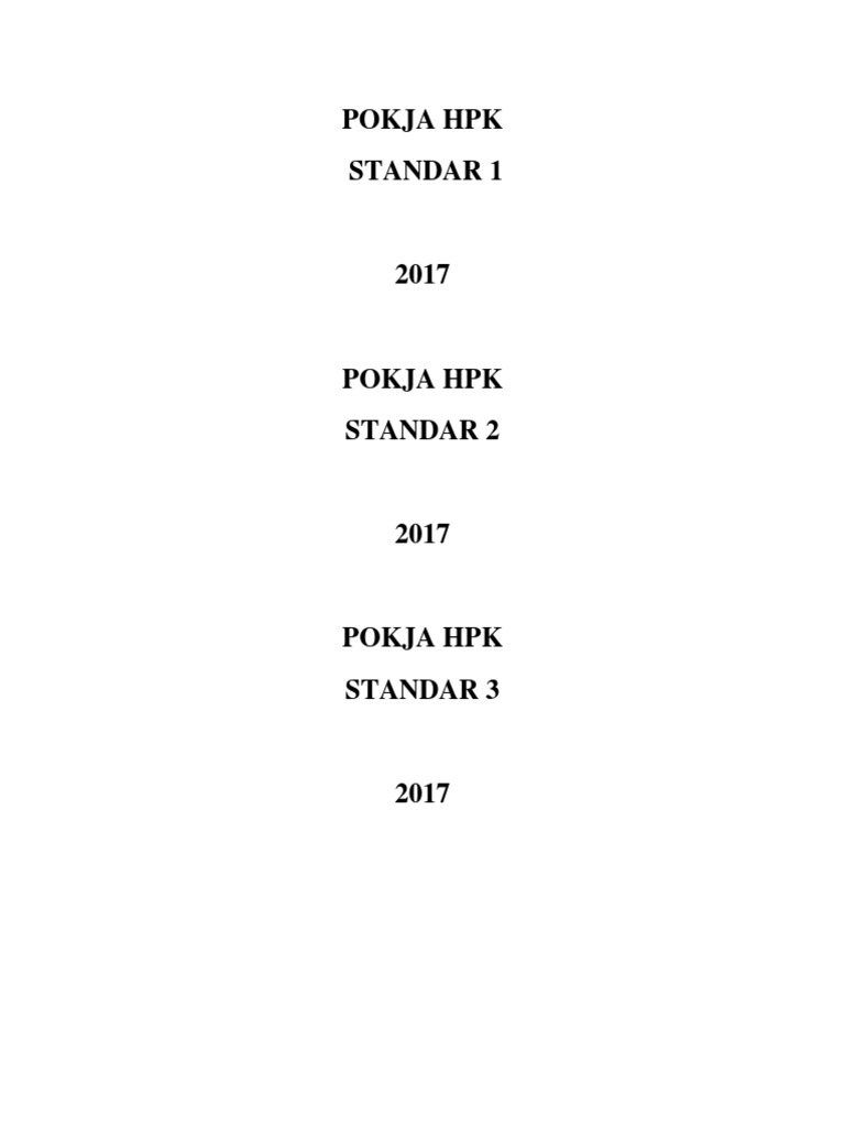 POKJA HPK Standards 2017 | PDF