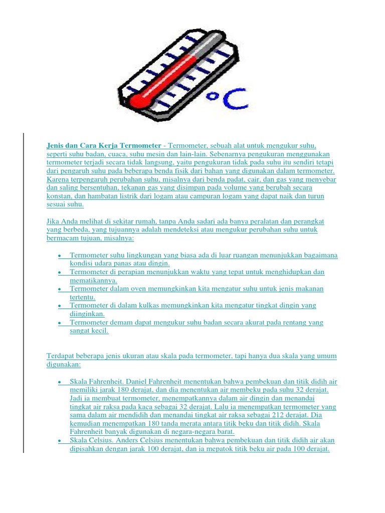 Jenis Dan Cara Kerja Termometer | PDF