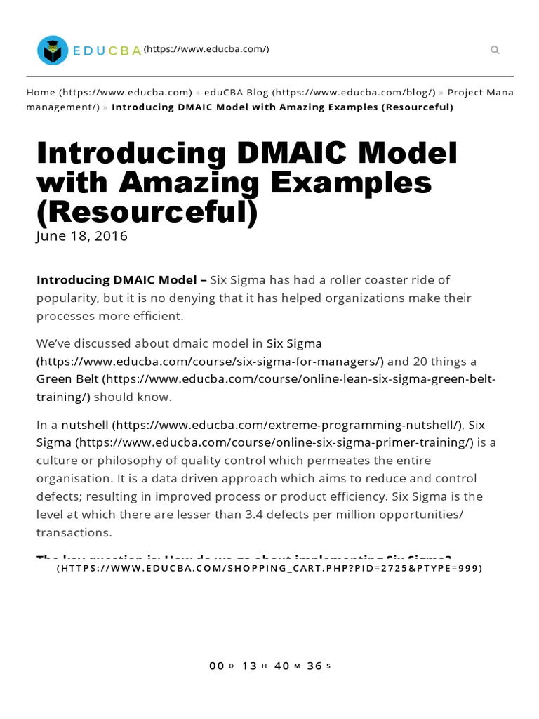 Introducing DMAIC Model With Amazing Examples (Resourceful) | PDF | Six ...