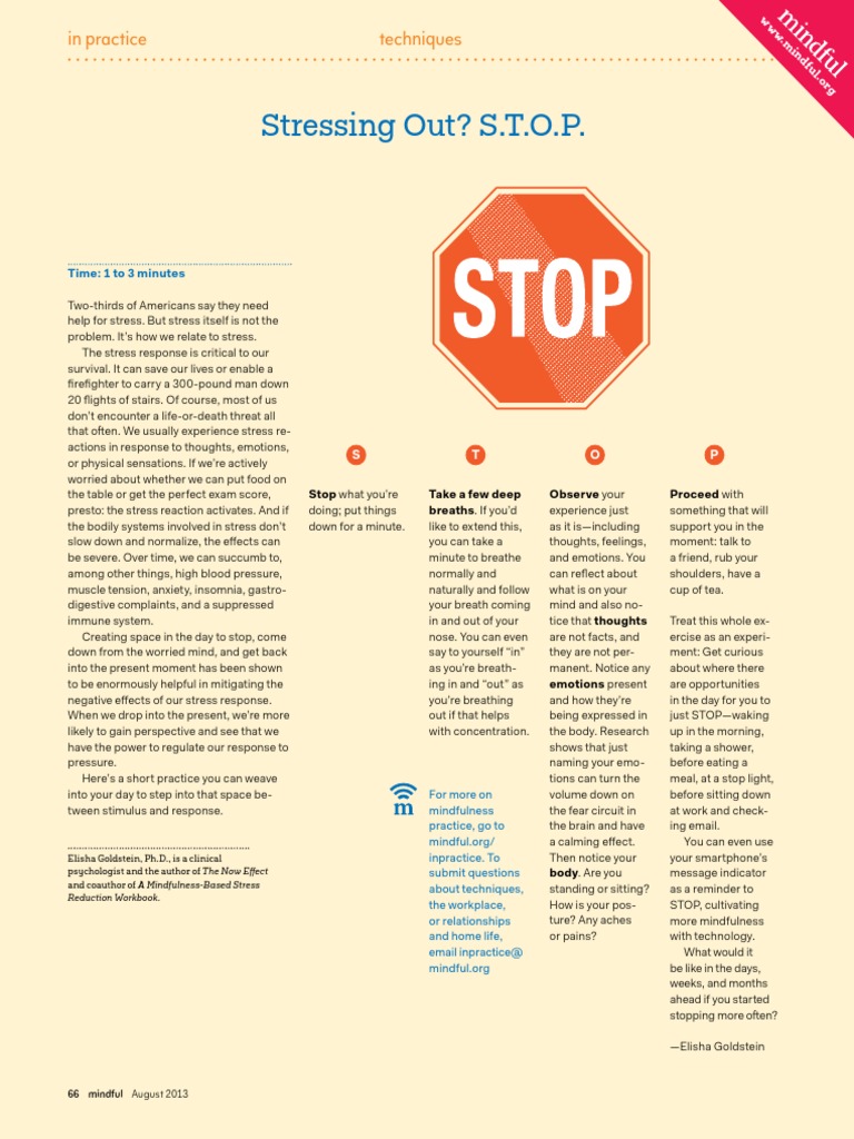 The STOP Method | PDF | Mindfulness | Stress (Biology)
