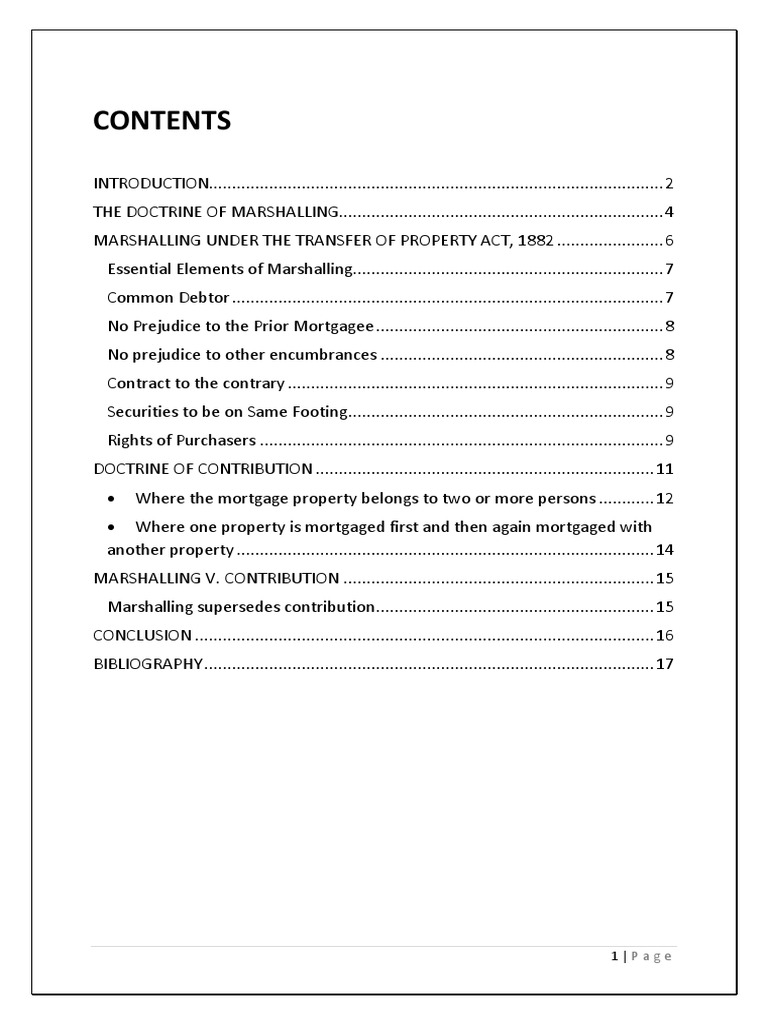 Doctrine of Marshalling and Contribution | Download Free PDF | Mortgage Law | Equity (Law)
