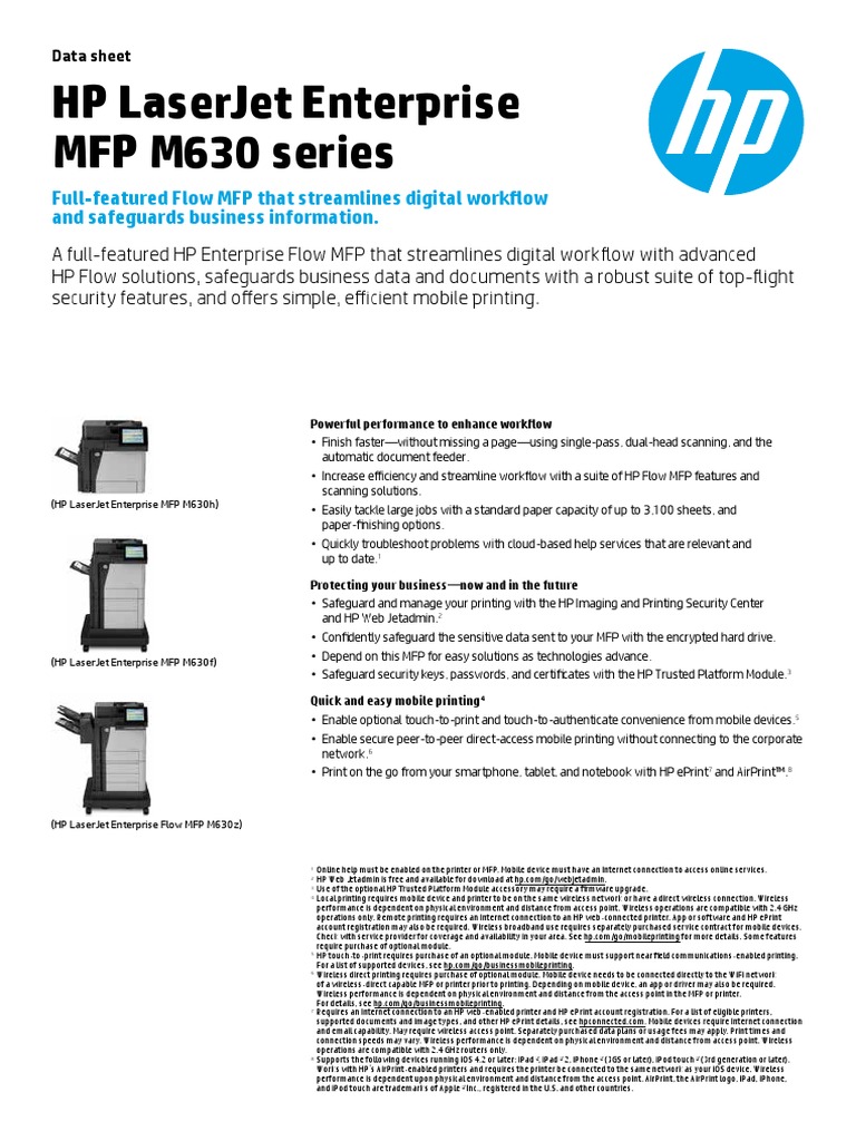 HP Laserjet Enterprise MFP M630 Series | PDF | Image Scanner | Computing