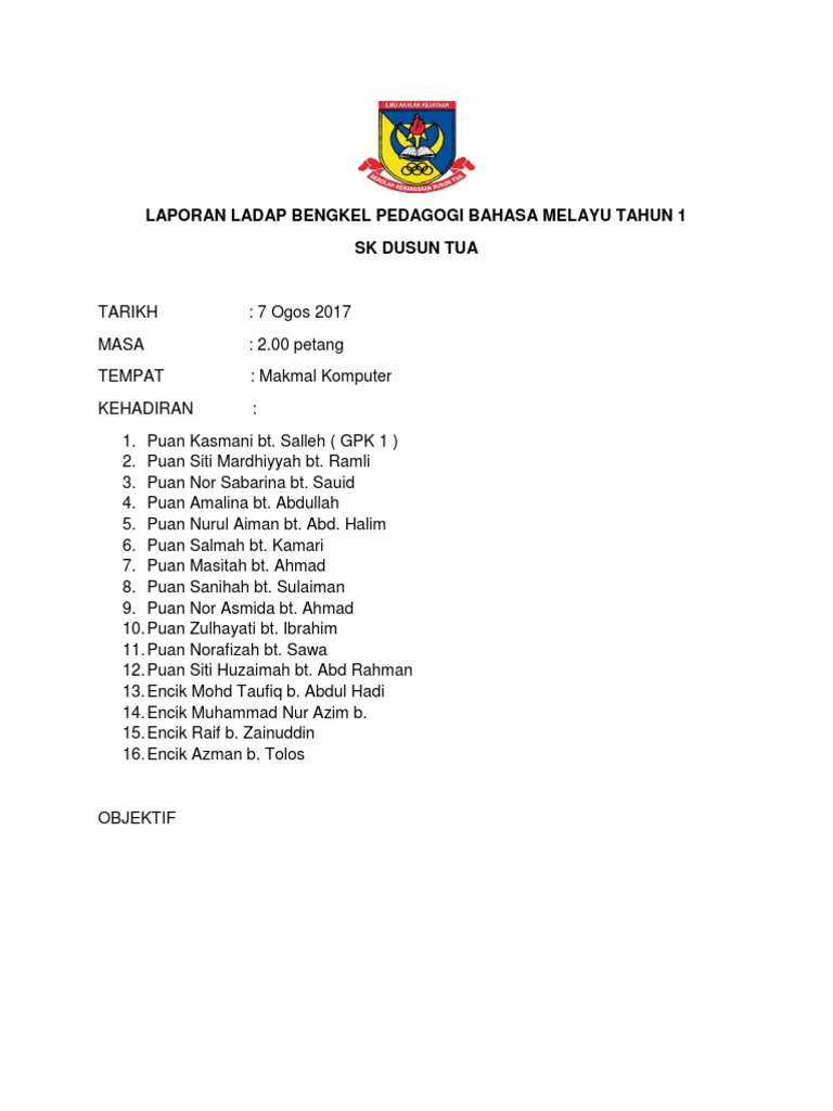 Laporan Ladap Bengkel Pedagogi Bahasa Melayu Tahun 1 | PDF | Griya & Taman