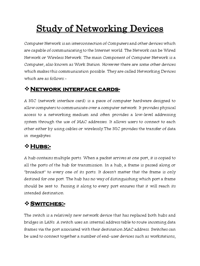 Study of Networking Devices: Network Interface Cards | Download Free ...
