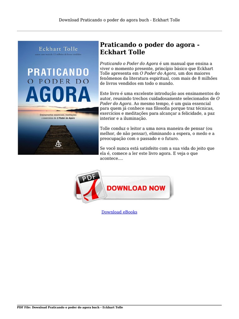 Praticando o Poder Do Agora Eckhart Tolle Buch PDF | PDF