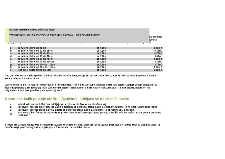 Obracun Fasaderskih Radova | PDF