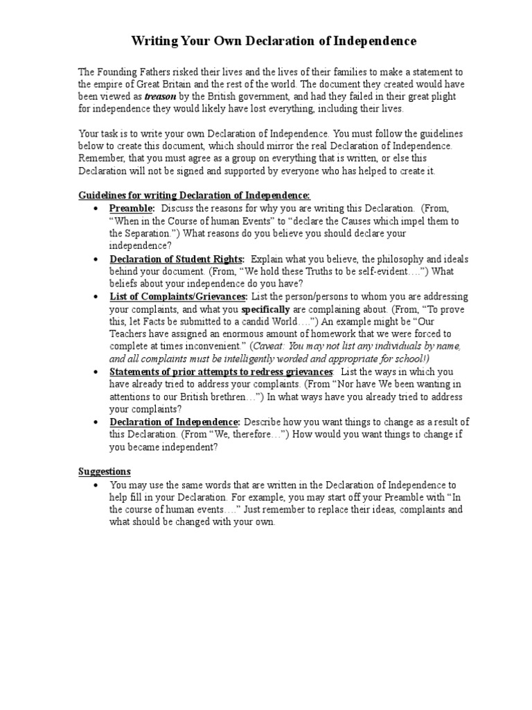 Student Declaration 1 | PDF | United States Declaration Of Independence ...