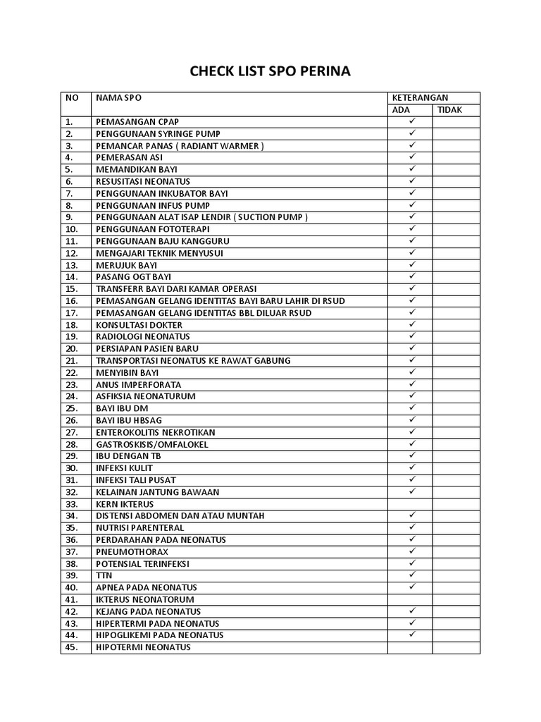 Check List Spo Perina | PDF