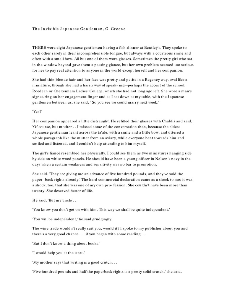 The Invisible Japanese Gentlemen (Cuento) PDF | PDF