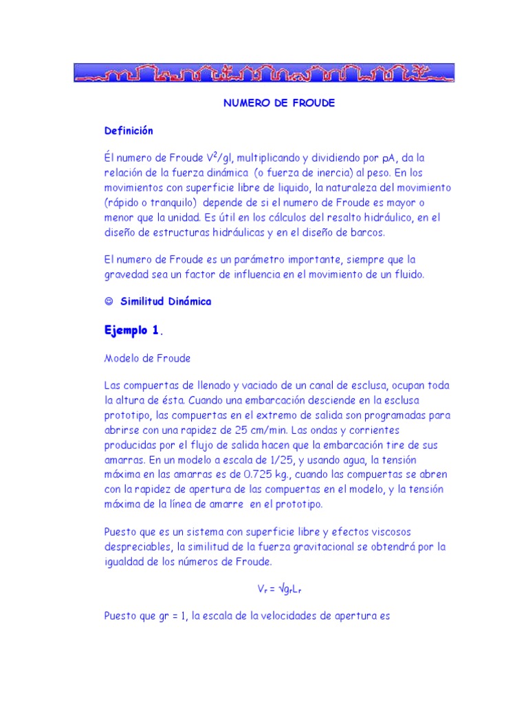El número de Froude: un parámetro clave en la física hidráulica | PDF ...