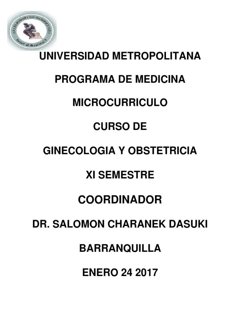 Carta Descriptiva Curso de Ginecologia y Obstetricia Xi Semestre Enero ...