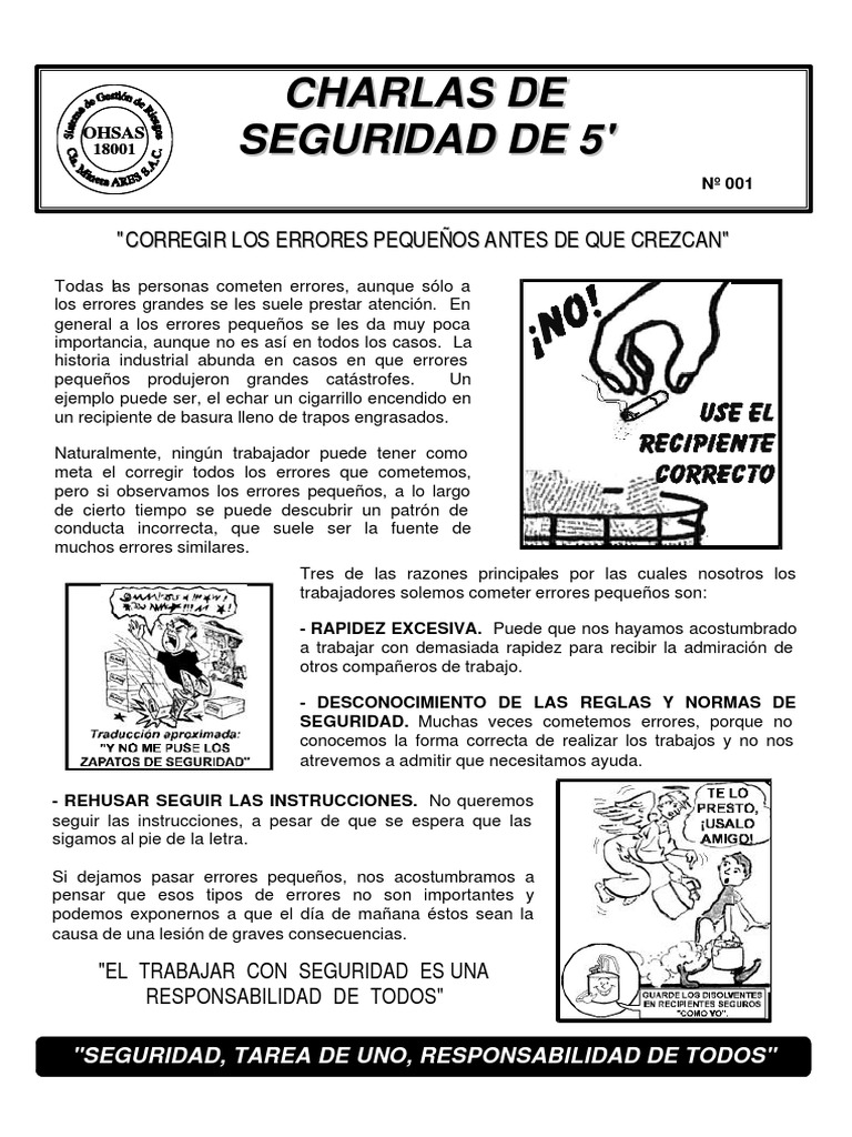 Charlas de 5 Min | PDF | Accidentes | La seguridad