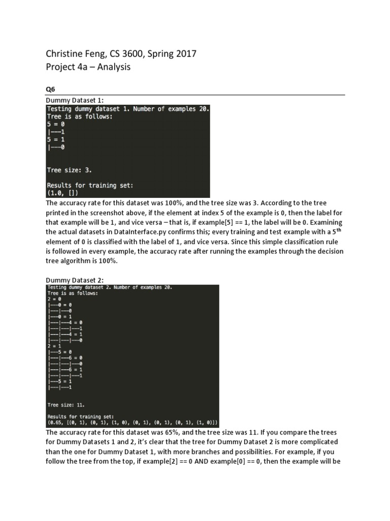 Cs 3600 Project 4a Analysis Pdf Statistical Classification