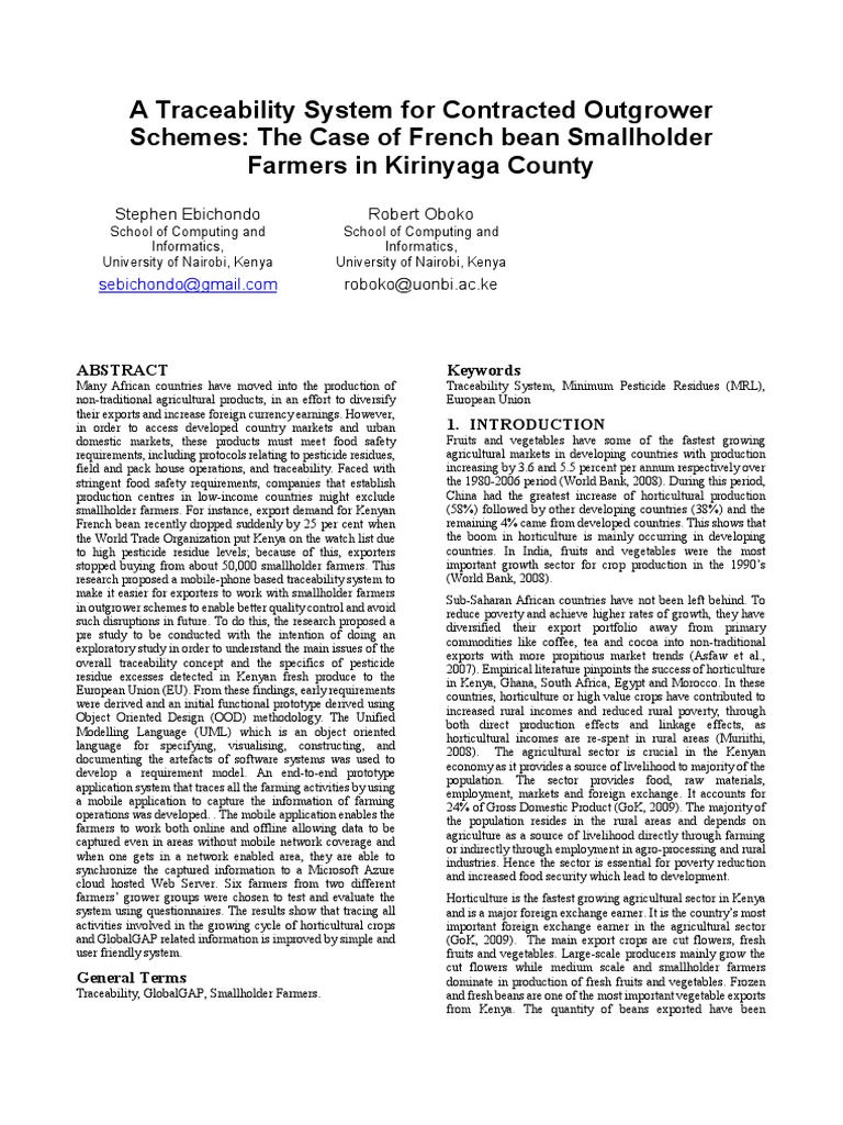 FarmTrace - A Traceability System For Contracted Smallholder Farmers ...