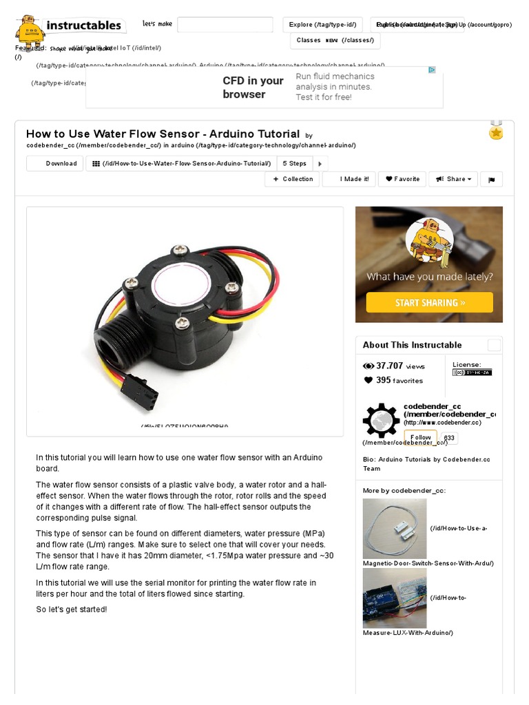 How To Use Water Flow Sensor - Arduino Tutorial - All | Download Free ...