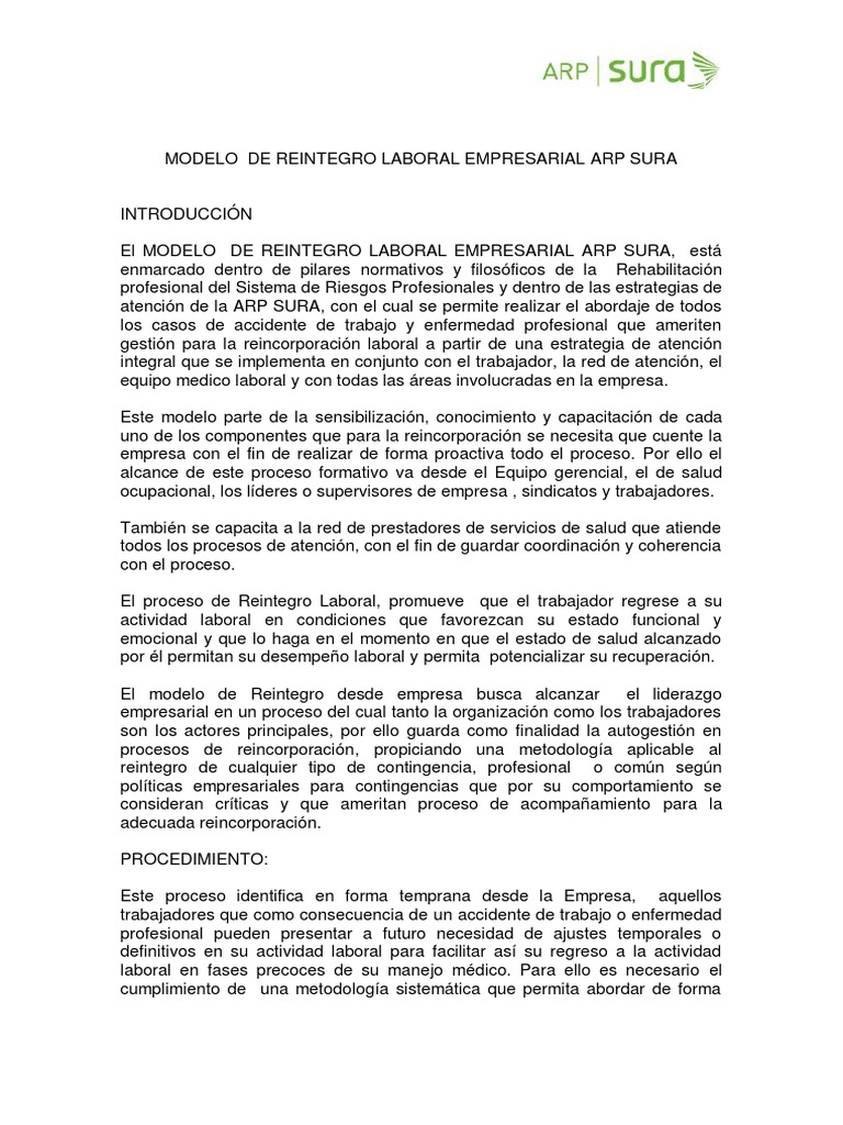 Reintegro Laboral en La Empresa | PDF | Planificación | Derecho laboral