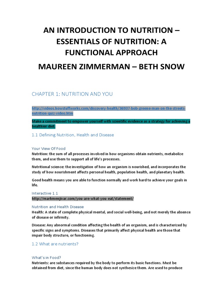 Introduction to Nutrition Essentials | PDF | Nutrients | Nutrition