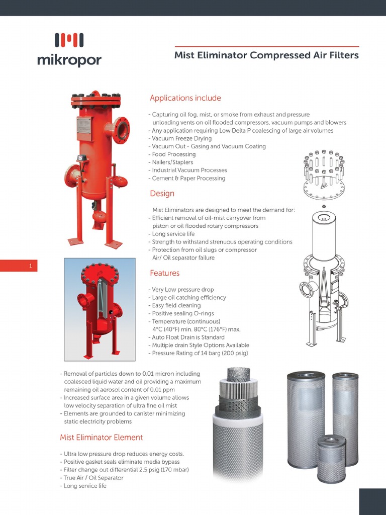 Mist Eliminator Compressed Air Filters | PDF