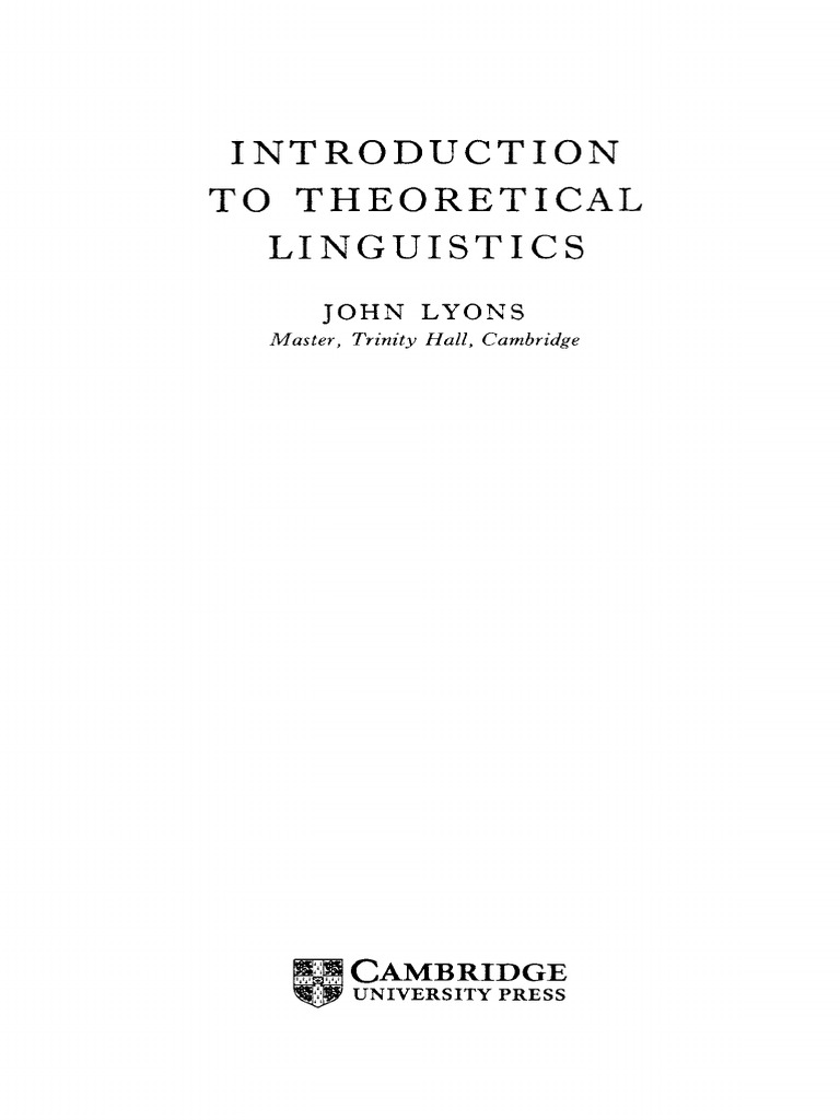 Lyons John 1968 Introduction To Theoretical Linguistics Primeras