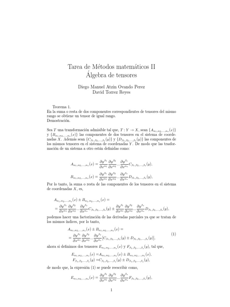 Álgebra de Tensores en Matemáticas | PDF | Tensor | Álgebra lineal