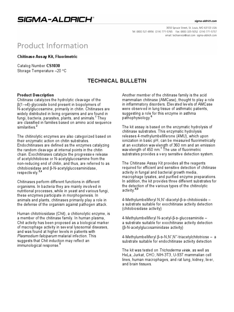 Chitinase Assay Kit | PDF | Enzyme | Hydrolysis