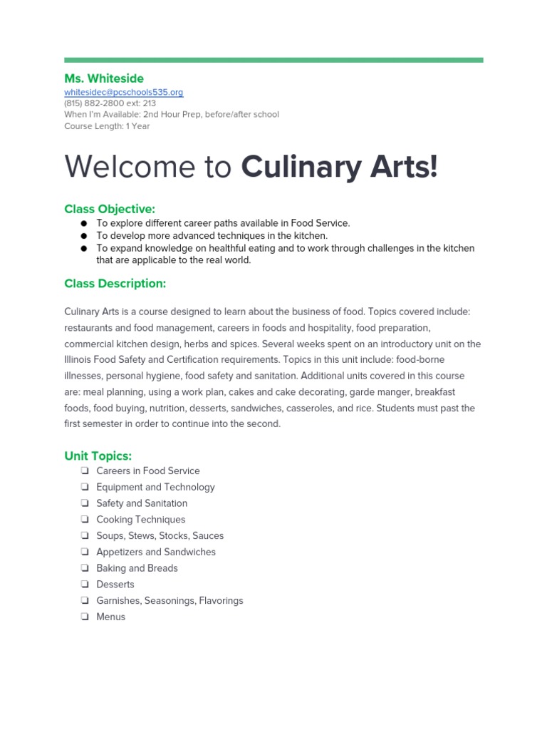 Culinary Arts Syllabus 1 | PDF | Hors D'oeuvre | Foods