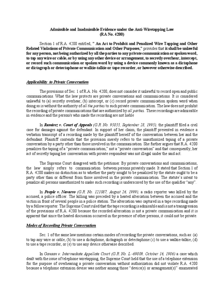 Analysis of Admissible and Inadmissible Evidence under the Philippine ...