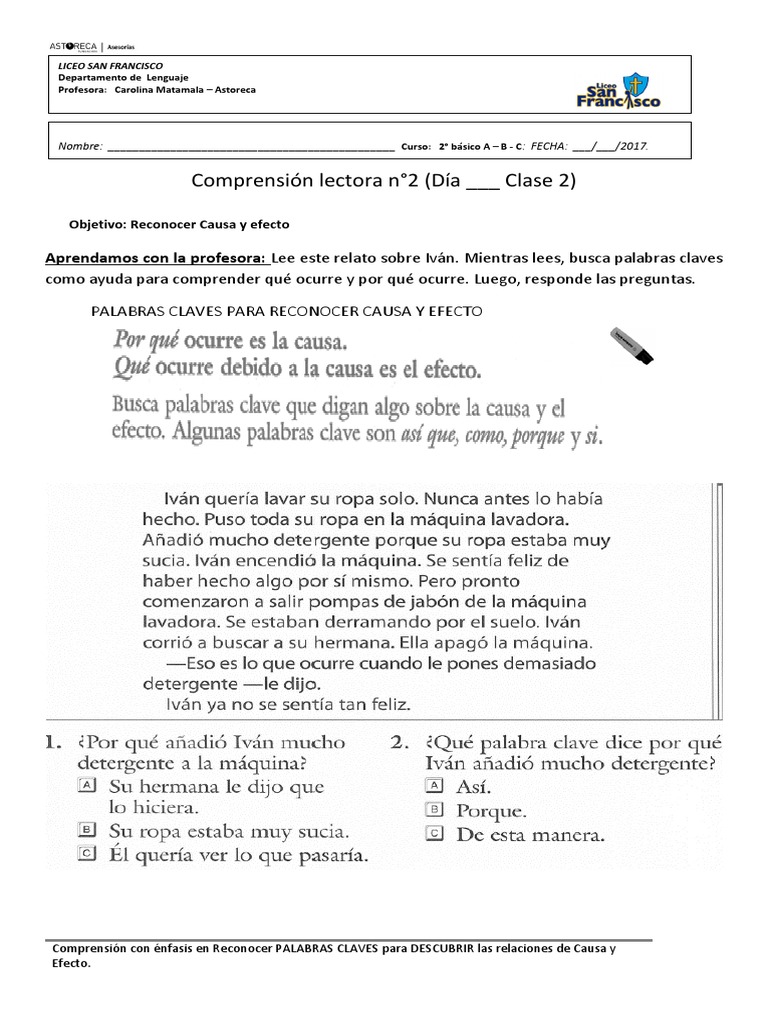 Comprension Lectora 2 CAUSA Y EFECTO | PDF
