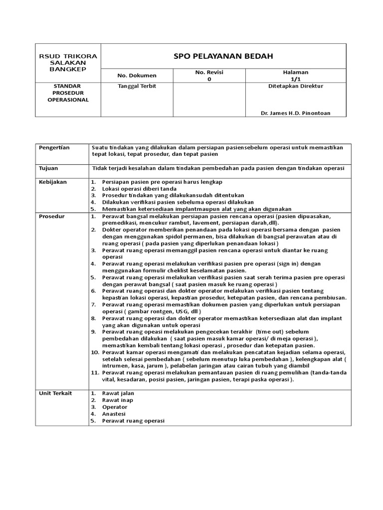 Spo Pelayanan Bedah | PDF