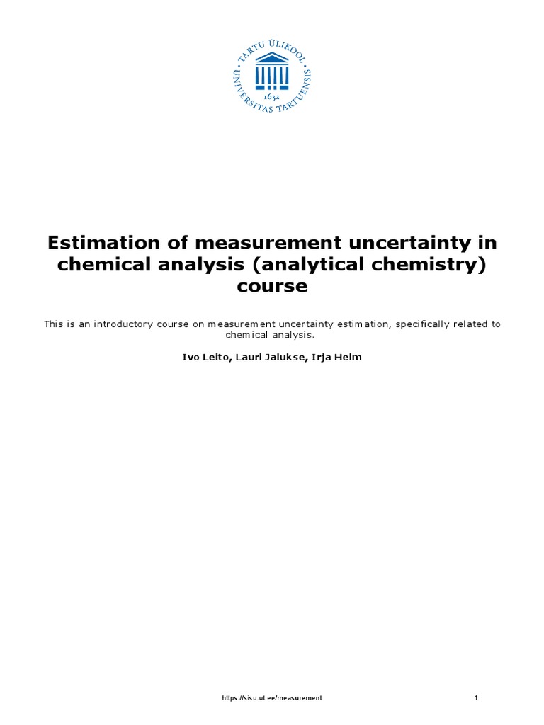 Estimation Of Measurement Uncertainty Printout 2016 2 Pdf