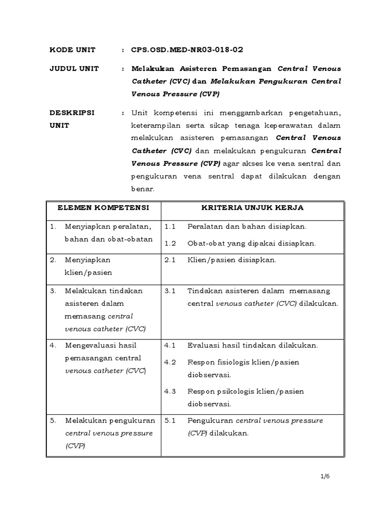 Memasang Central Venous Catheter dan Mengukur Tekanan Vena Sentral | PDF