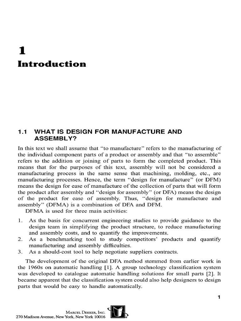1.1 What Is Design For Manufacture and Assembly? | PDF