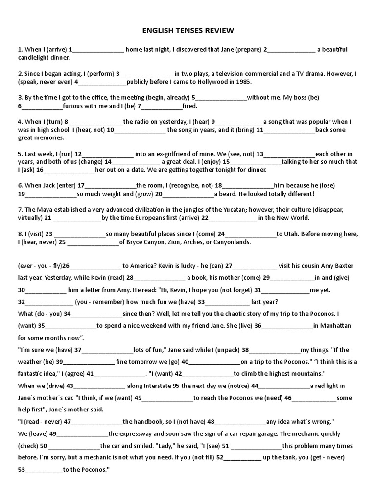 English Tenses Review | PDF