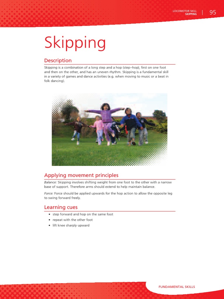 Skipping: Fundamental Locomotor Skill Guide | PDF | Rhythm | Dances