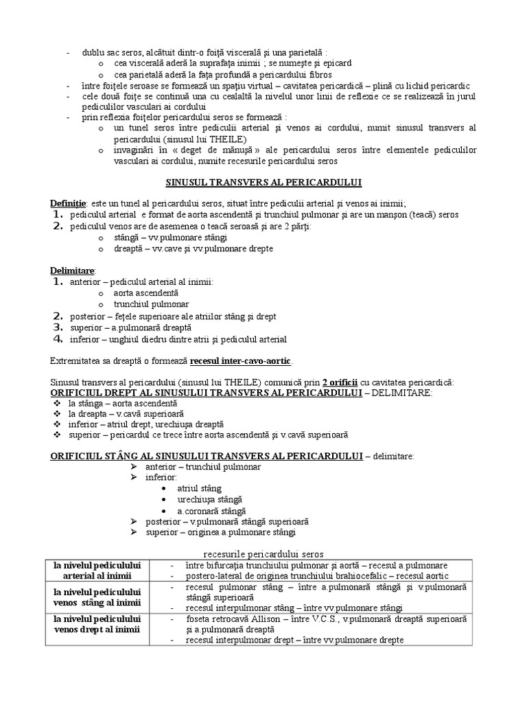 19.pericardul Seros - Descriere, Sinusuri Pericardice | PDF