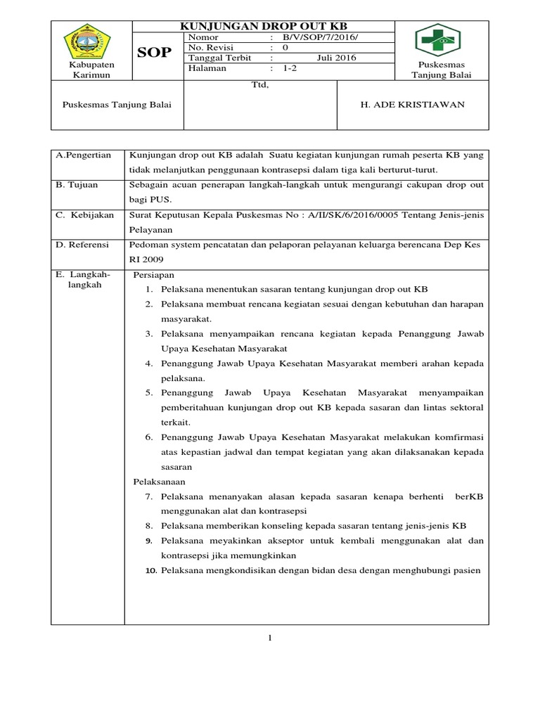 Sop KB New 2017 | PDF