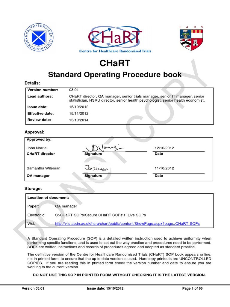 Chart Sop Version 3.1 | PDF | Clinical Trial | Quality Assurance