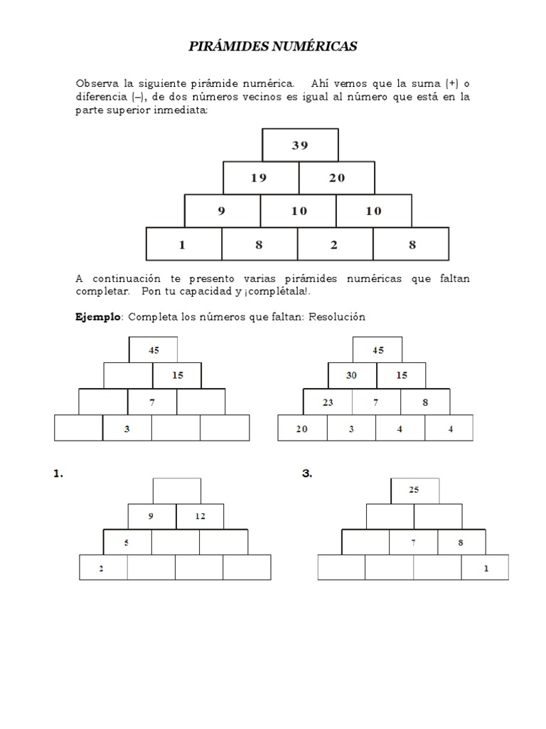 PIRAMIDES-NUMERICAS.docx | Matemáticas | Ocio
